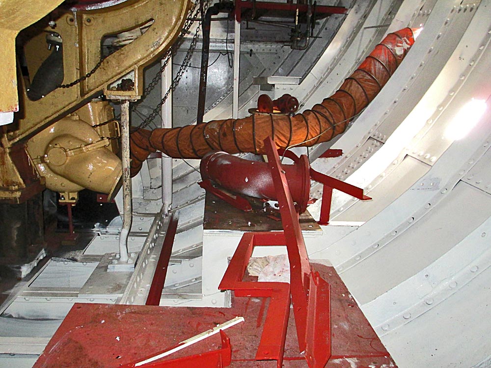 Gleaming white paint in the engine room
